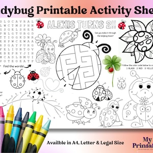 Printable Activity Sheet, Ladybug Theme Party Printable, Personalized ...