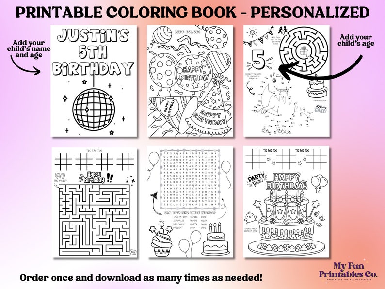 Printable Activity Book, Party Printable, Printable Party Decor ...