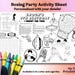 Printable Activity Sheet, Boxing Printable, Personalized Party Decor ...