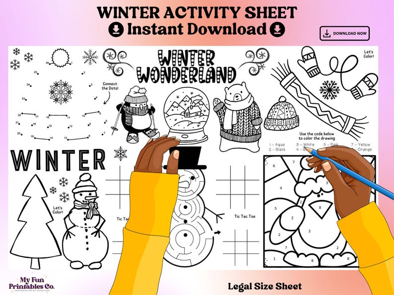 Winter Activity Sheet, Winter Printable, Winter Printable Activity ...