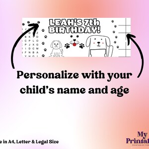 Printable Activity Sheet, Dog / Puppy Theme Party Printable ...