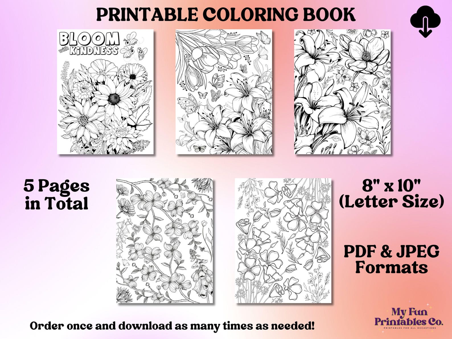 Printable Coloring Book, Flowers Coloring, Printable Coloring ...