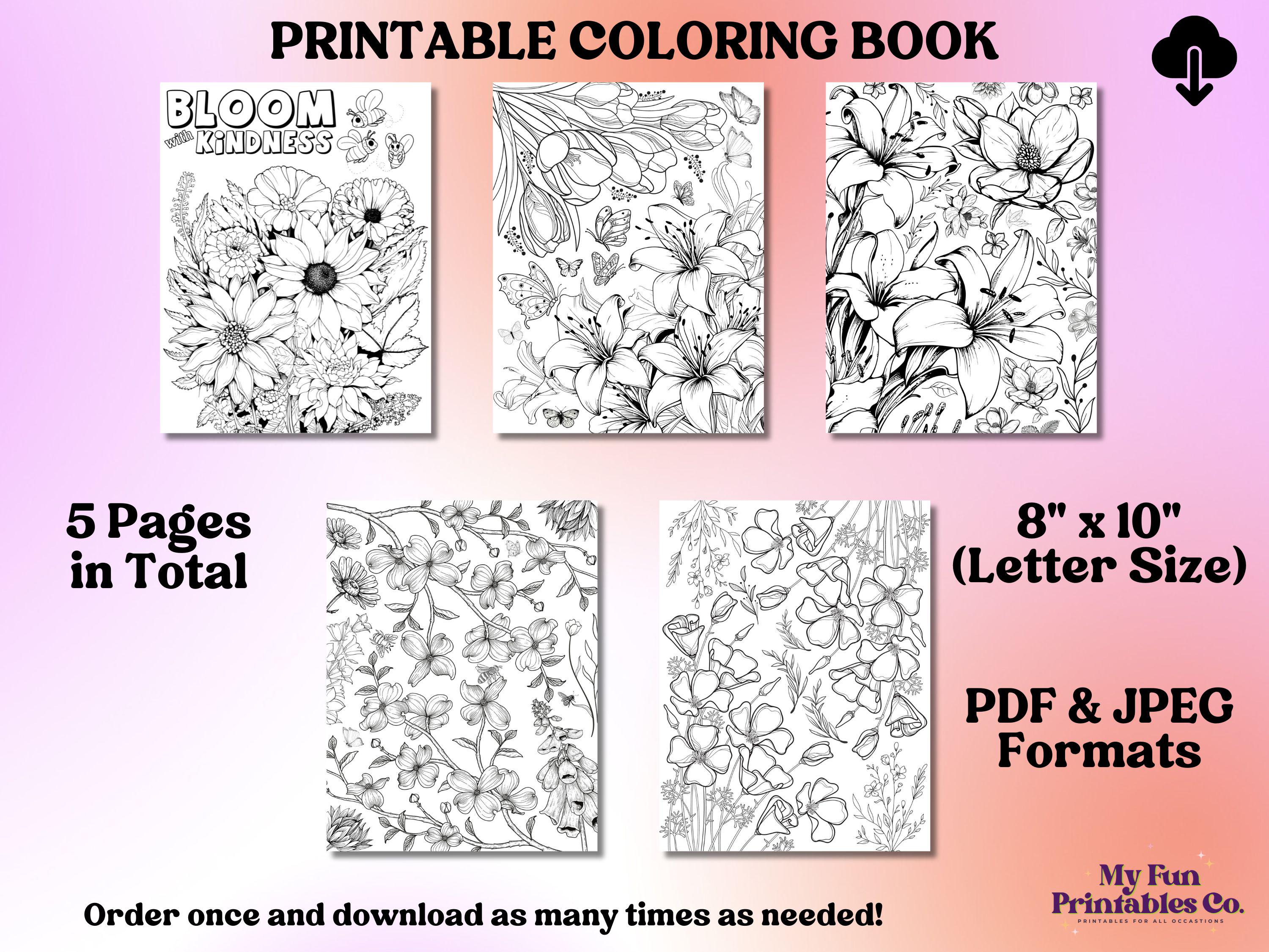 Printable Coloring Book, Flowers Coloring, Printable Coloring ...