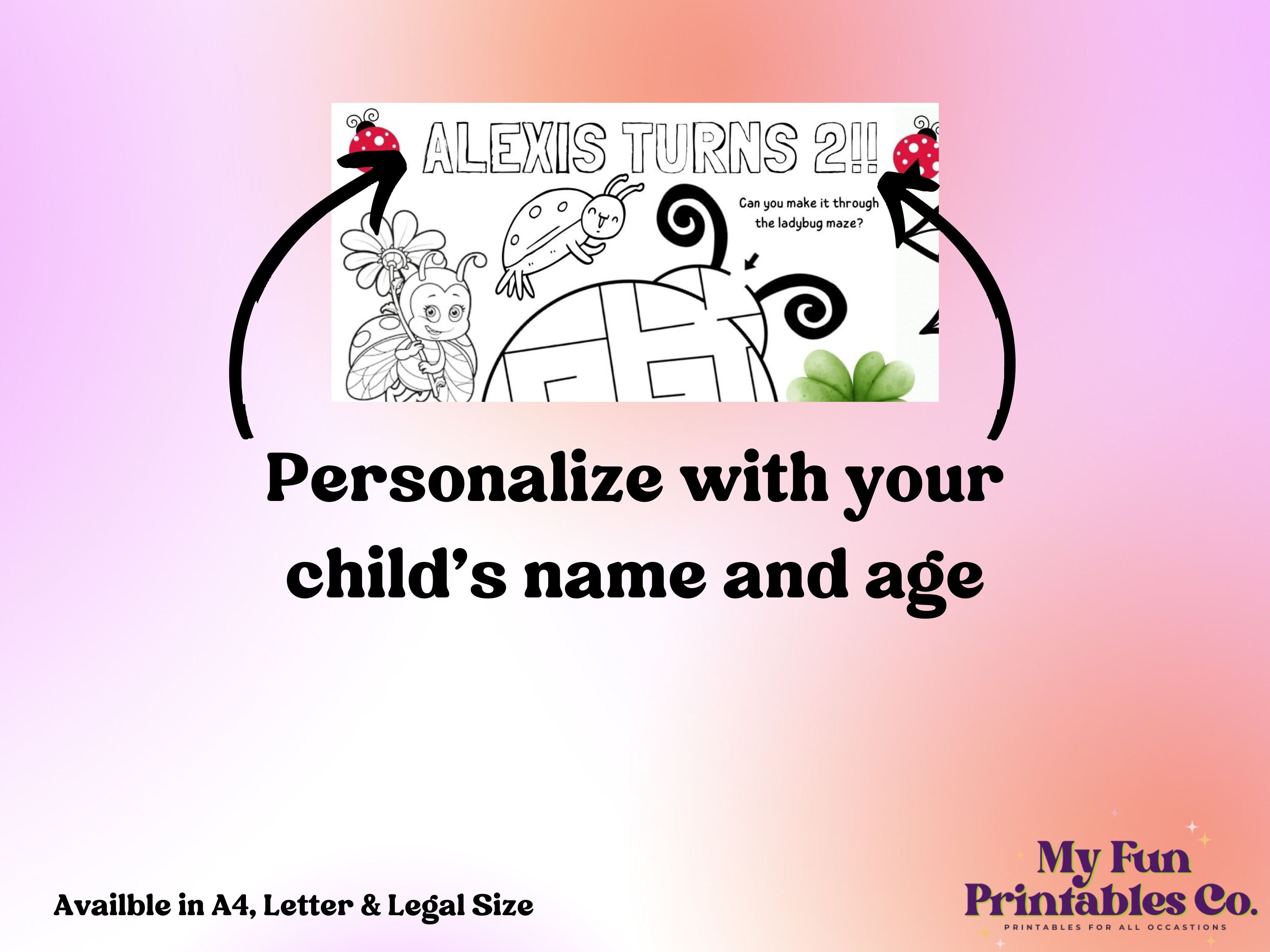 Printable Activity Sheet, Ladybug Theme Party Printable, Personalized ...