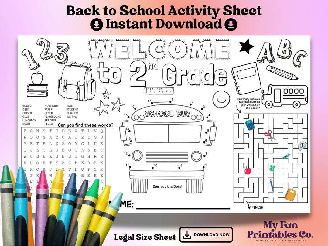 Welcome to 2nd Grade Activity Sheet, Back to School Printable, Second ...