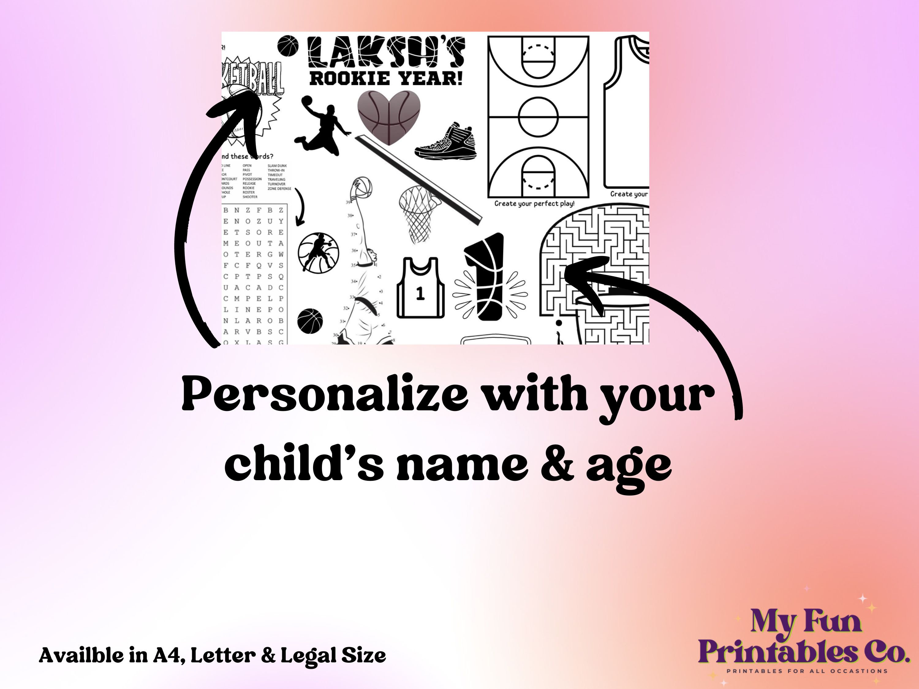 Printable Activity Sheet, Basketball Party Printable, Basketball Party ...