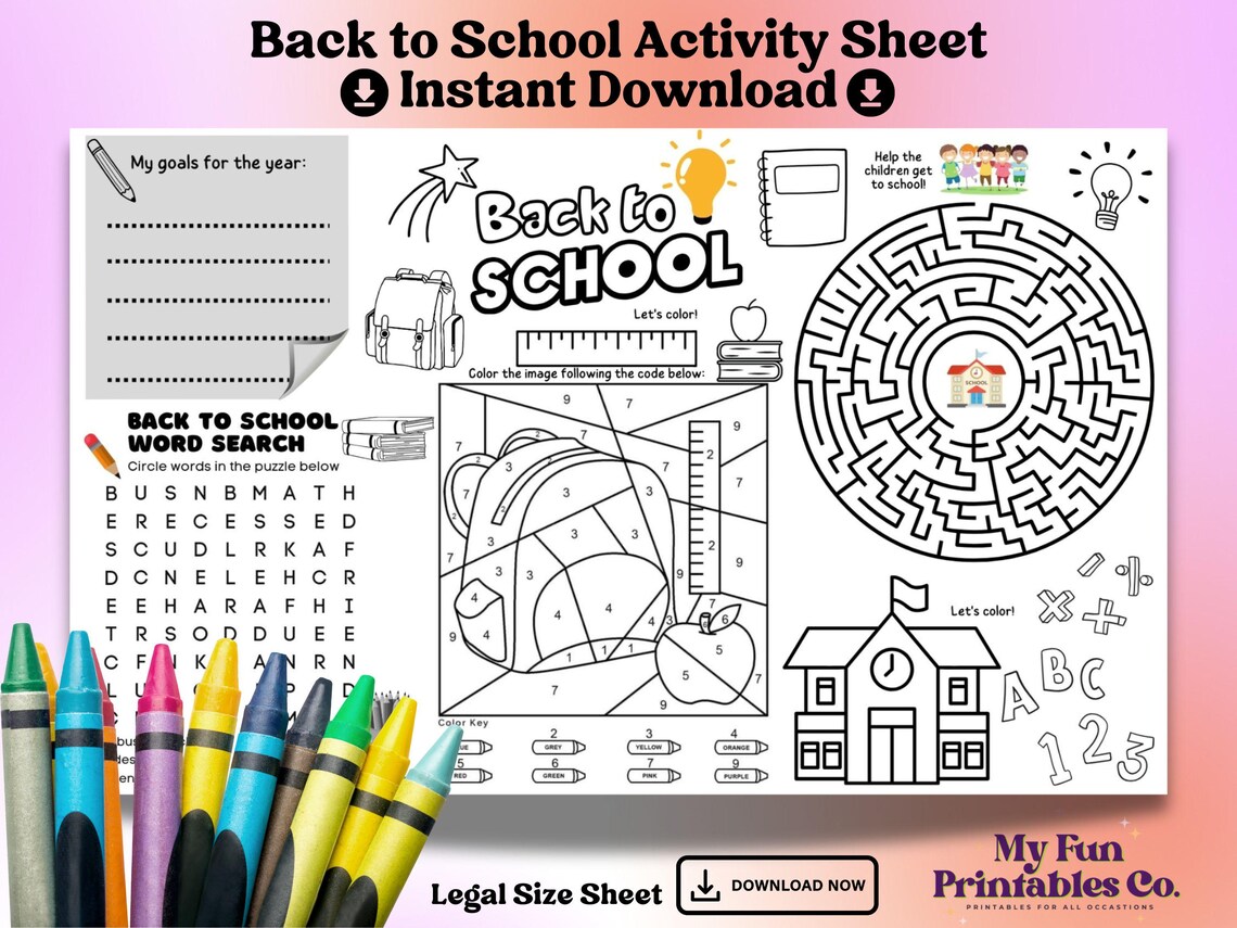 Back to School Activity Sheet, Back to School Printable, Back to School ...