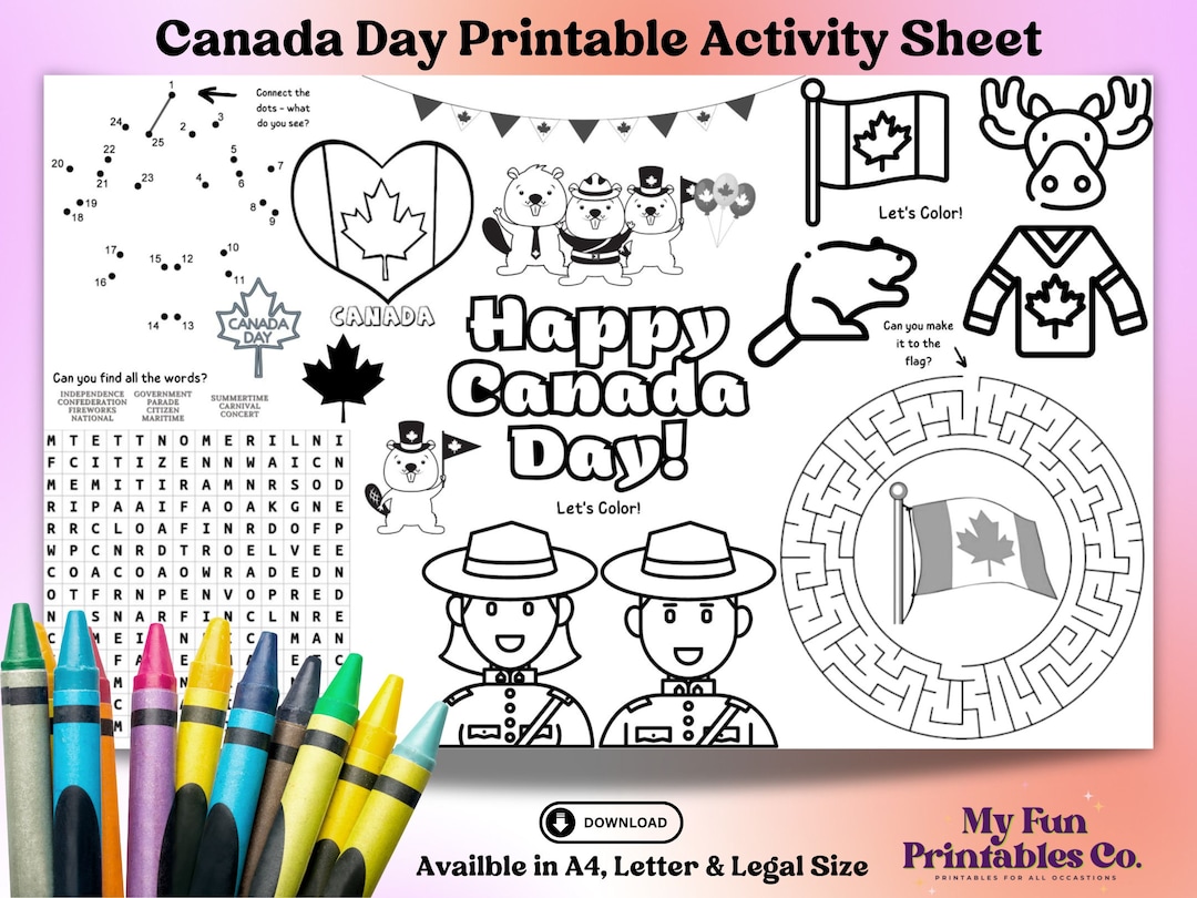 Canada Day Activity Sheet, Canada Day Printable, Canada Day Printable ...