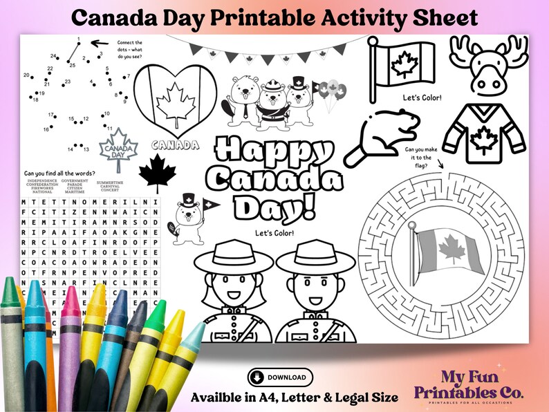 Canada Day Activity Sheet, Canada Day Printable, Canada Day Printable ...