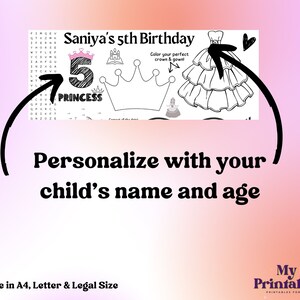 Personalized Princess Activity Sheet: Birthday Party Coloring Page ...
