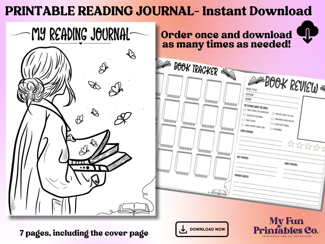 Printable Reading Journal, Reading Journal, Printable Journal ...