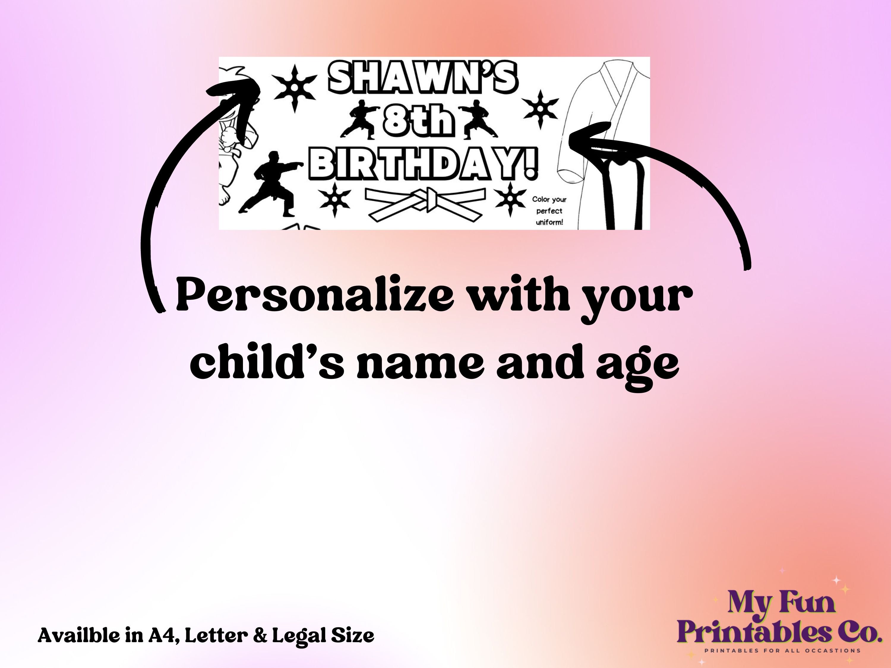 Printable Activity Sheet, Karate Party Printable, Karate Party Decor ...