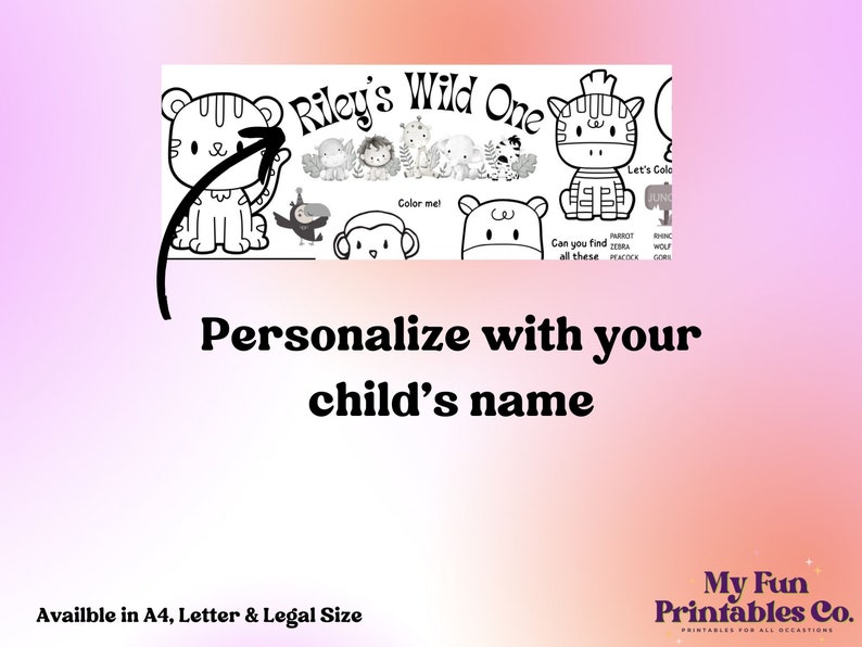 Printable Activity Sheet, Wild One Theme Party Printable, Personalized ...