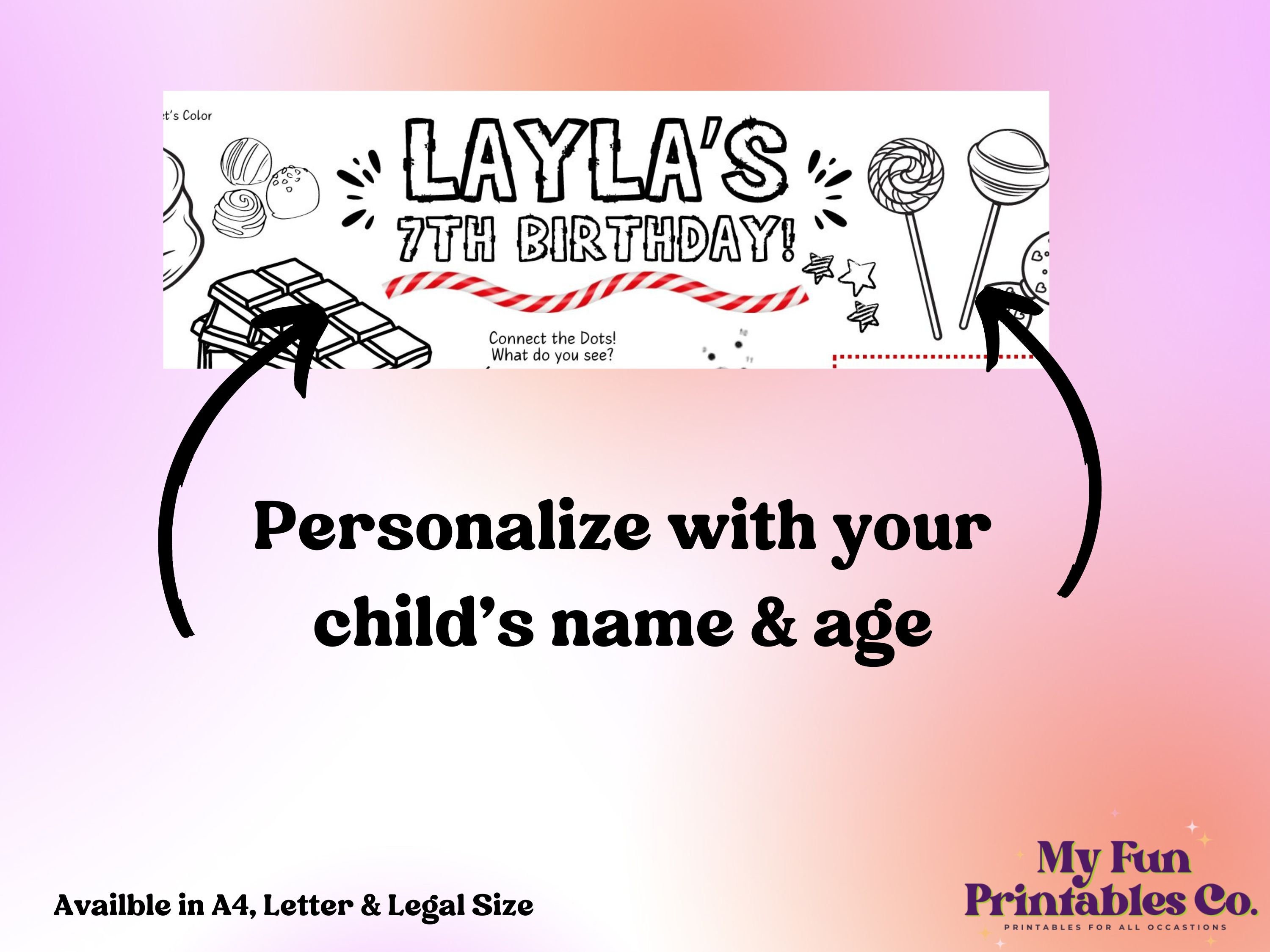 Printable Activity Sheet, Candy Party Printable, Candy Party Decor ...