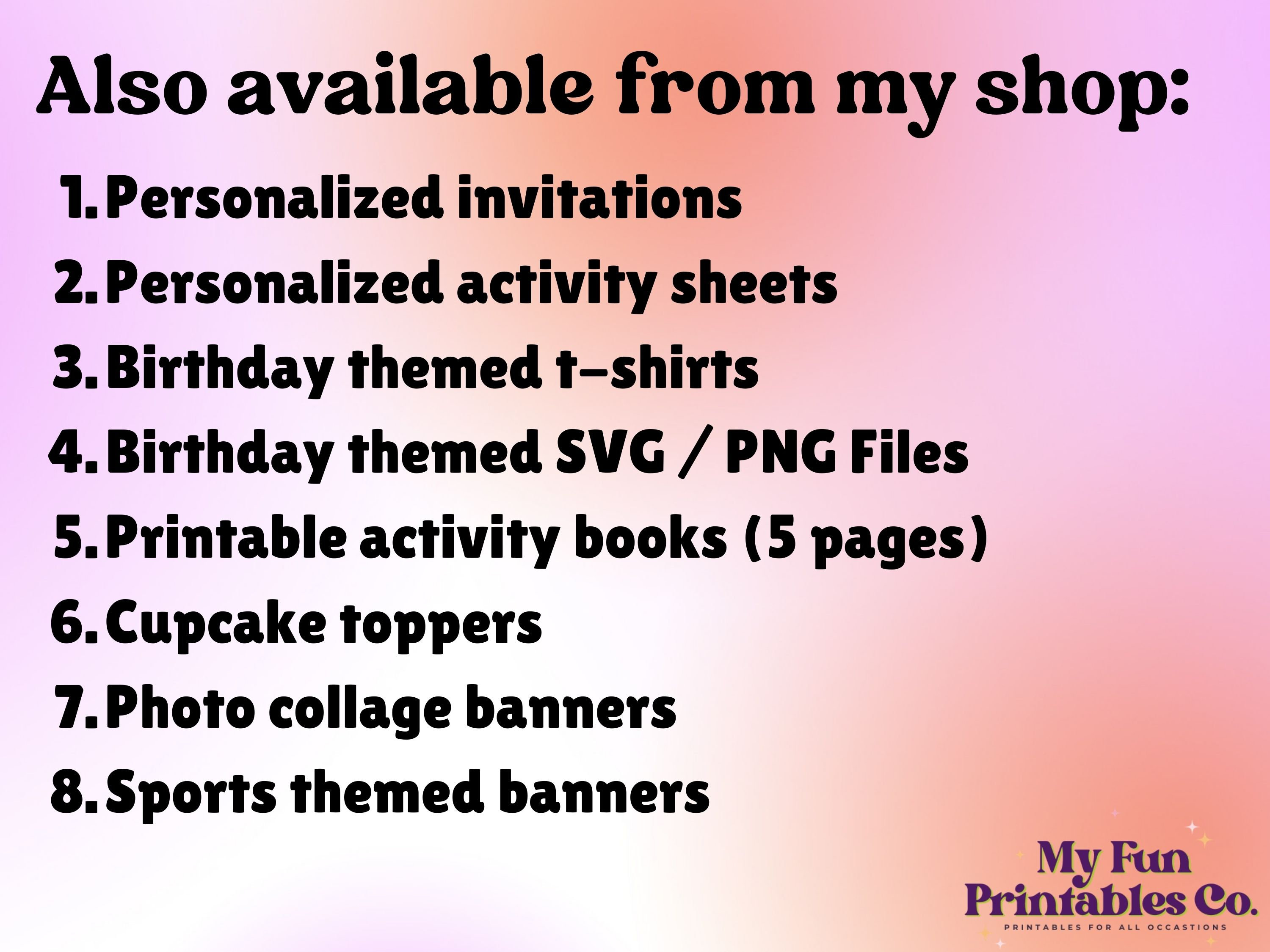 Printable Activity Sheet, Birthday Party Printable, Personalized Party ...