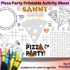 Printable Activity Sheet, Pizza Party Printable, Pizza Party Decor ...