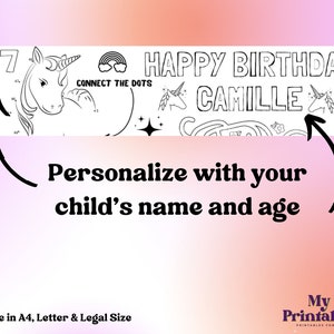Printable Activity Sheet, Unicorn Theme Party Printable, Personalized ...