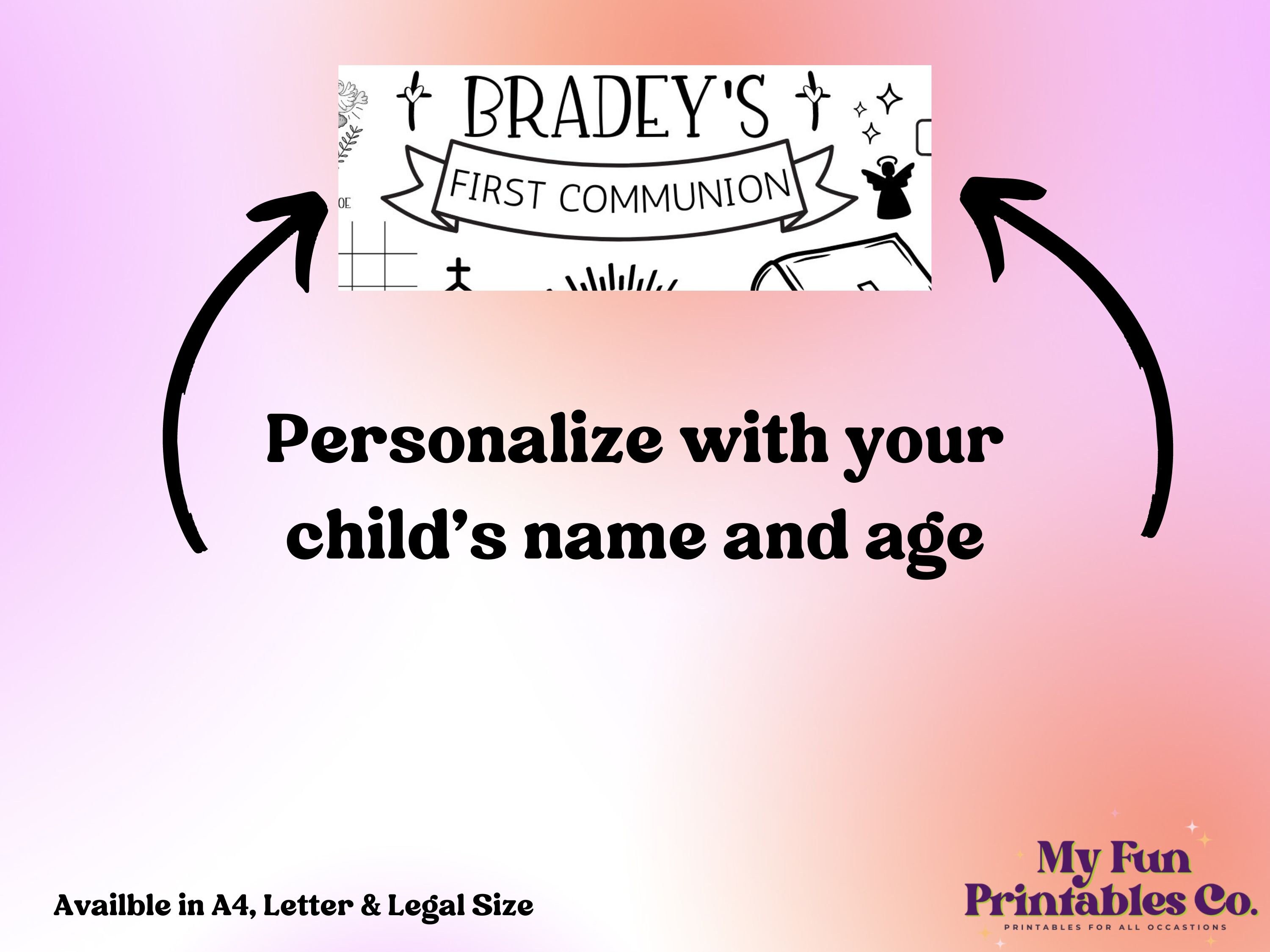 Printable First Communion Activity Sheet, First Communion Party ...