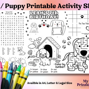 Personalized Puppy Party Activity Sheet: Dog Birthday Printable (PDF ...