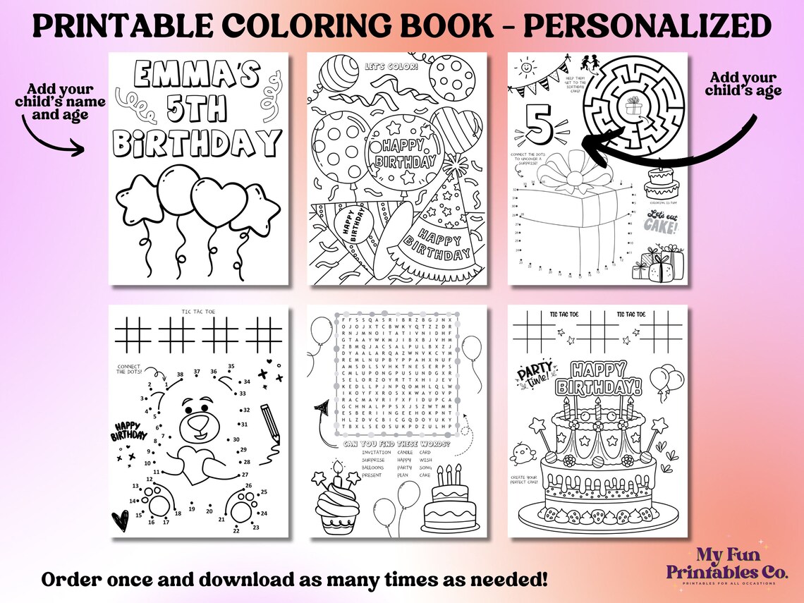 Printable Activity Book, Party Printable, Printable Party Decor ...