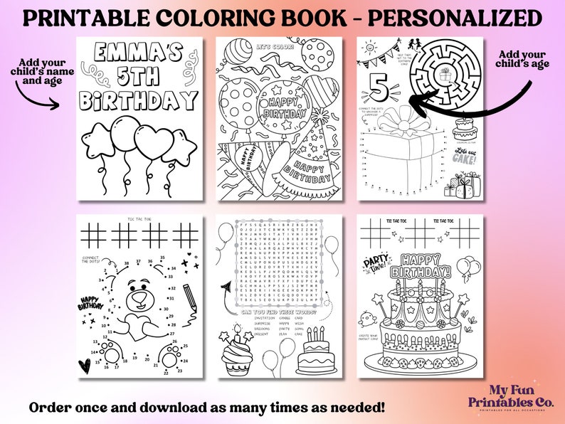 Printable Activity Book, Party Printable, Printable Party Decor ...