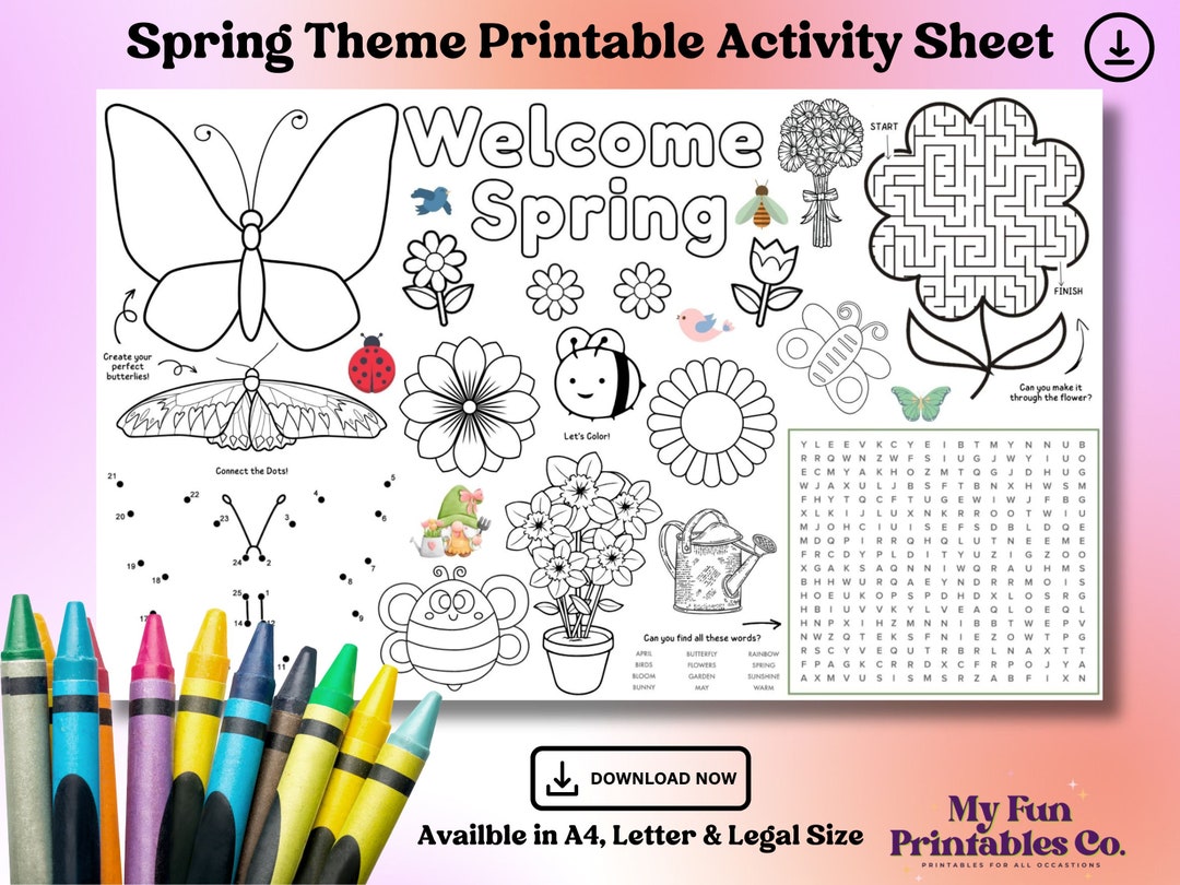 Printable Spring Activity Sheet, Spring Printable, Personalized Spring ...