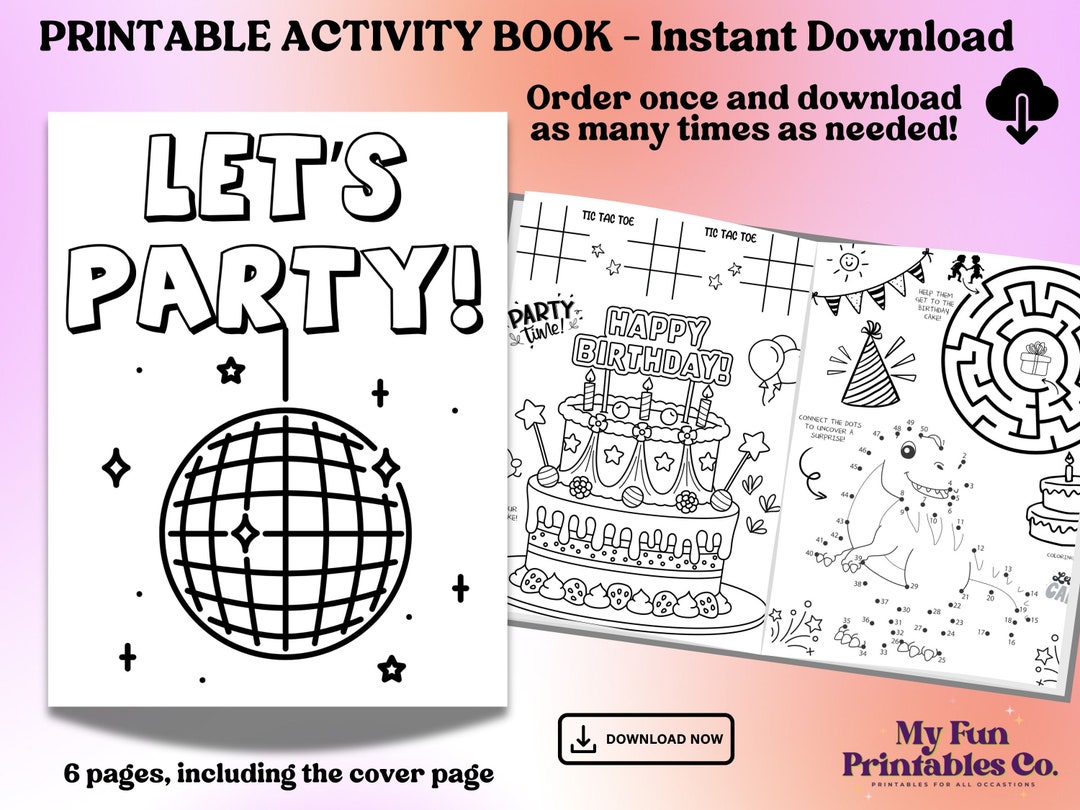 Personalized Birthday Activity Book: Printable Party Coloring Pages ...