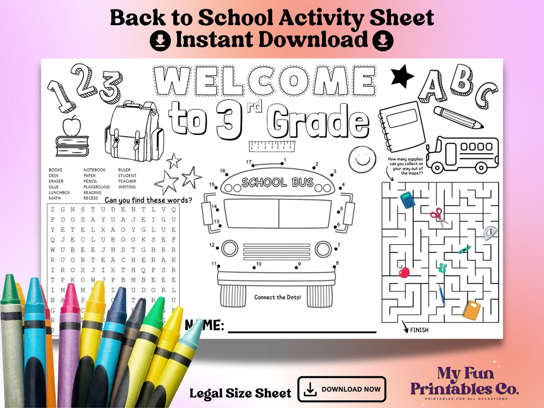 Welcome to 3rd Grade Activity Sheet, Back to School Printable, Third ...