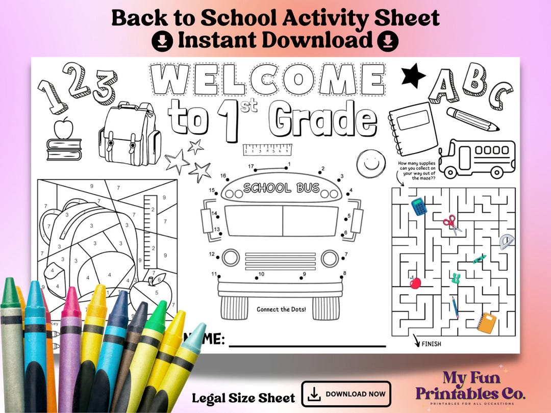 Welcome to 1st Grade Activity Sheet, Back to School Printable, First ...