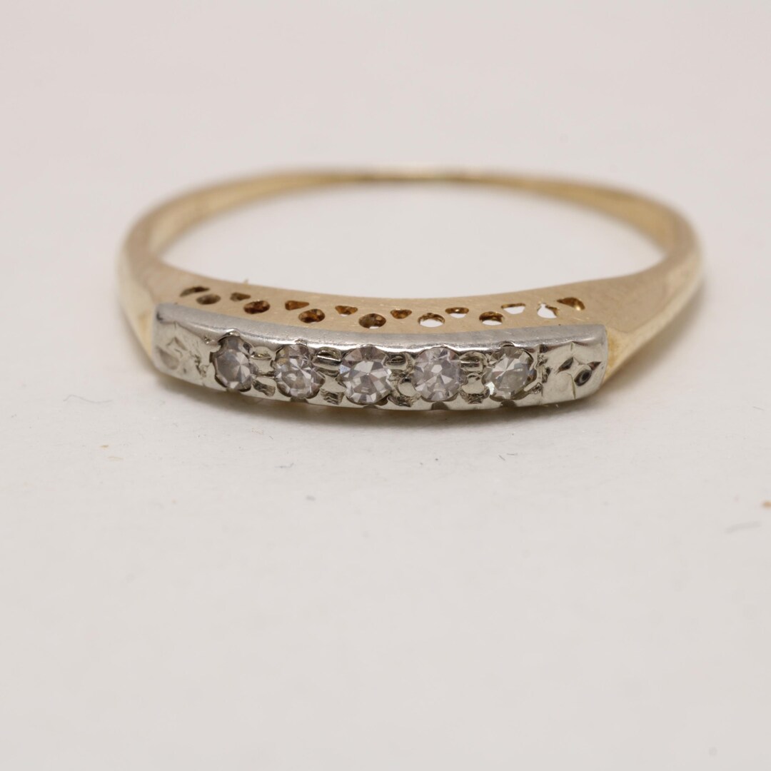 Vintage Diamond Ring 14k White Gold Top Wedding Band Wedding Ring Size ...