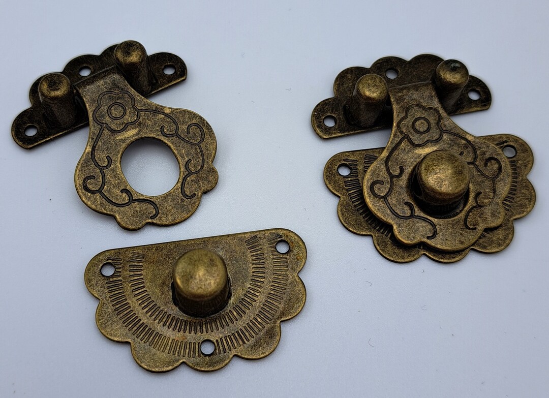 Decorative Metal Latch for Boxes 2 Piece Wooden Box Closures Bronze ...