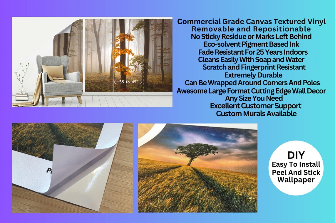 Wildflower Wallpaper Mural Boho Floral Peel and Stick Mural Wallpaper ...