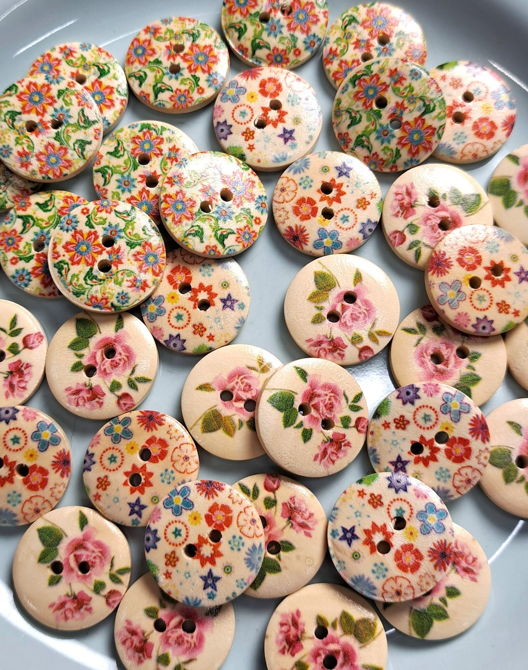 Cute Wooden Buttons Vintage Style Flower Buttons Wood Decorative ...