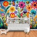 Wildflower Wallpaper Mural Boho Floral Peel and Stick Mural Wallpaper ...