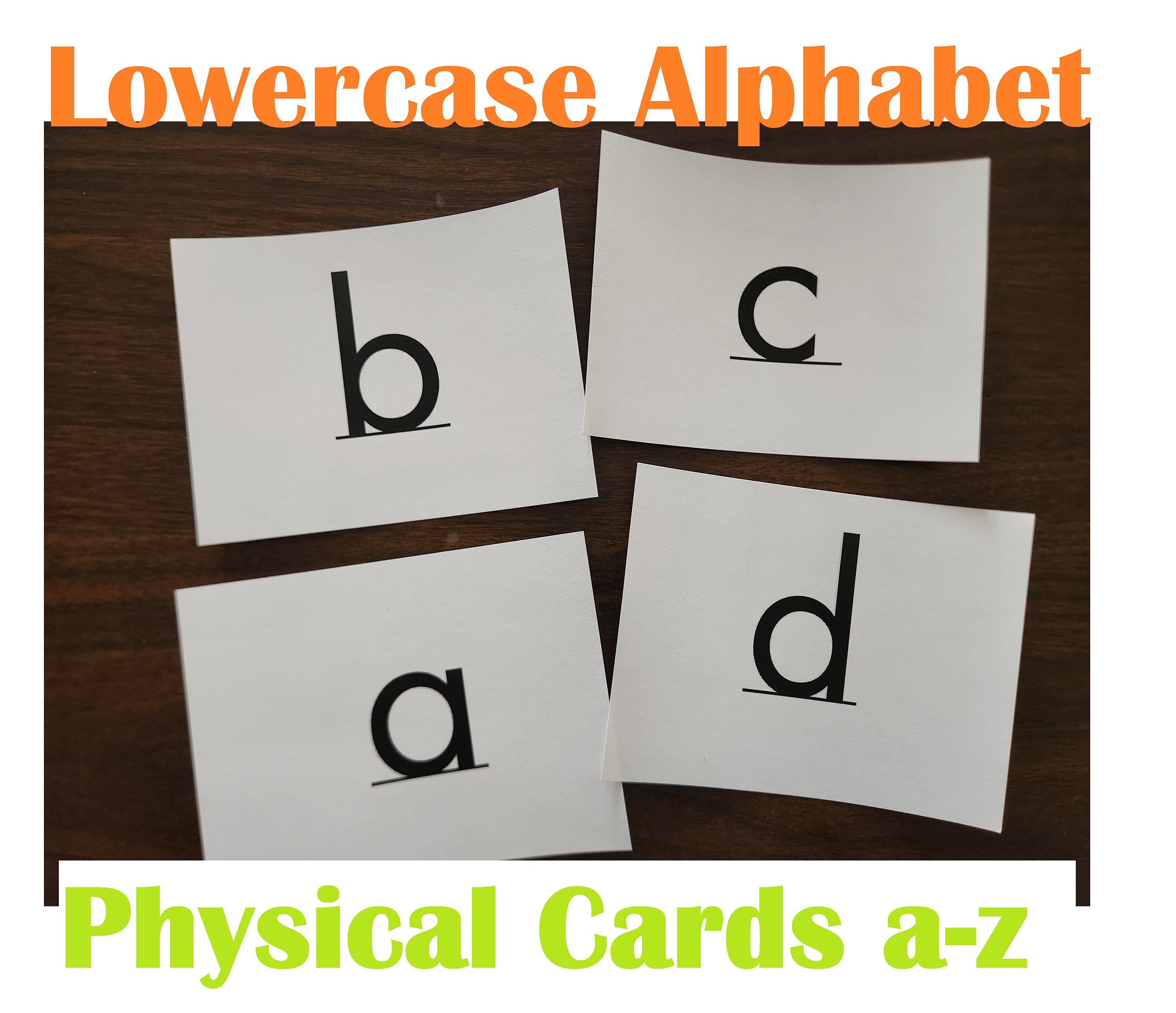 Phonogram Cards, 26 Lowercase Letter, Large All Black Letters on White ...