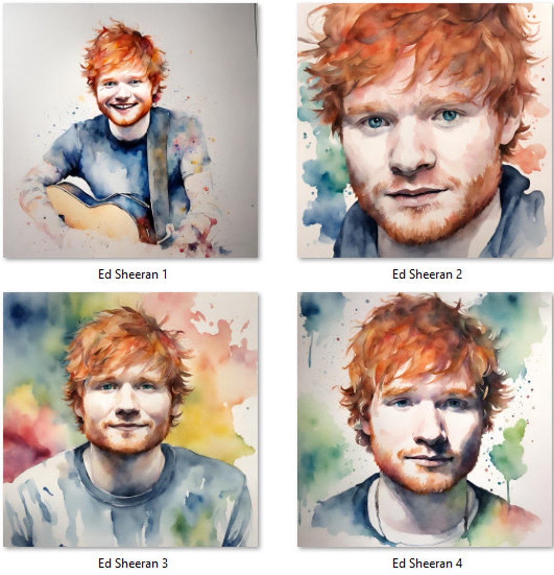Ed Sheeran Watercolour Images X4 3000x3000px - Etsy