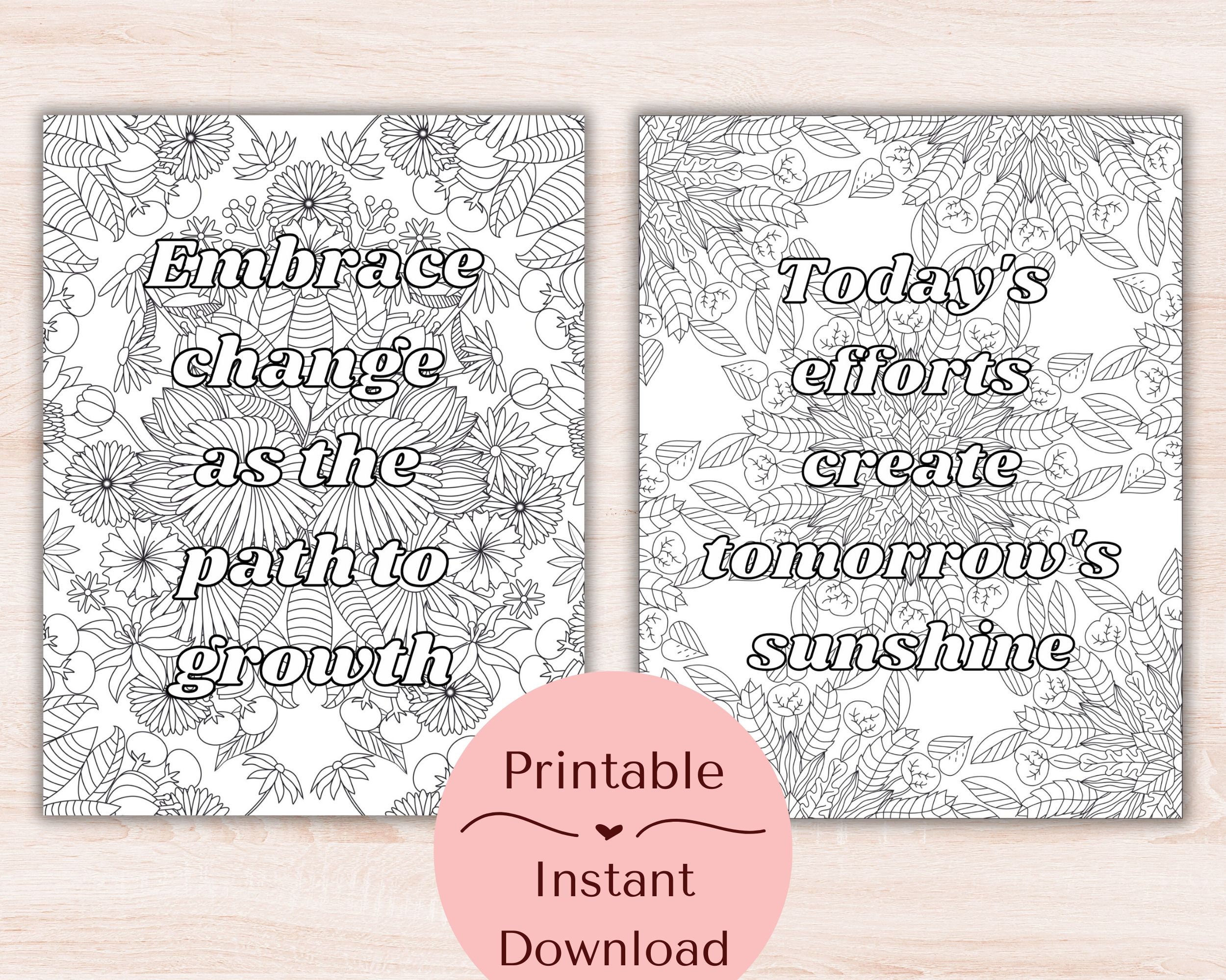 Mental Health Floral Coloring Pages | Printable Affirmations Coloring ...