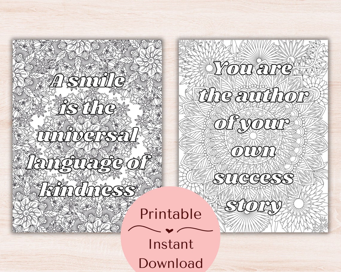 Mental Health Floral Coloring Pages Printable Affirmations Coloring ...