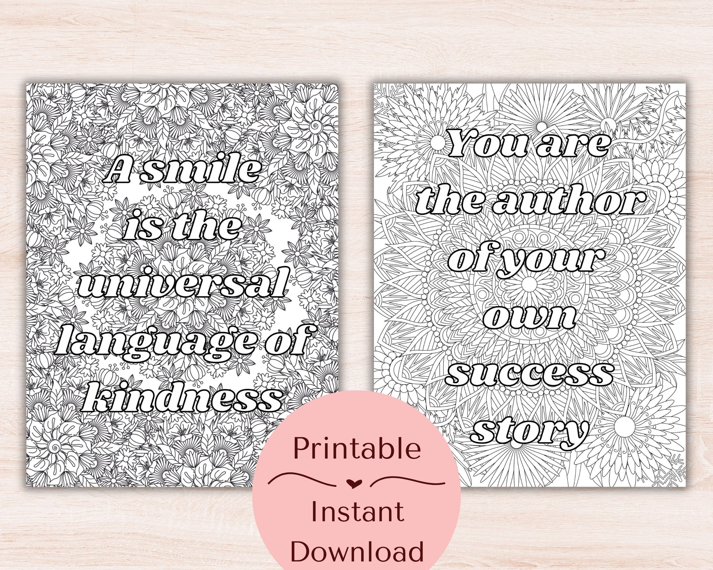 Mental Health Floral Coloring Pages | Printable Affirmations Coloring ...