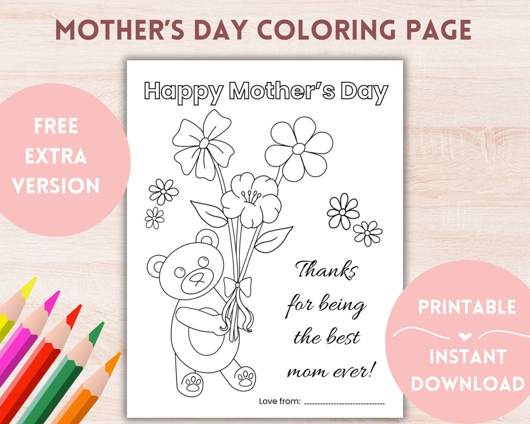 Mother's Day Coloring Activity Pages | Mother's Day Gift | Happy ...