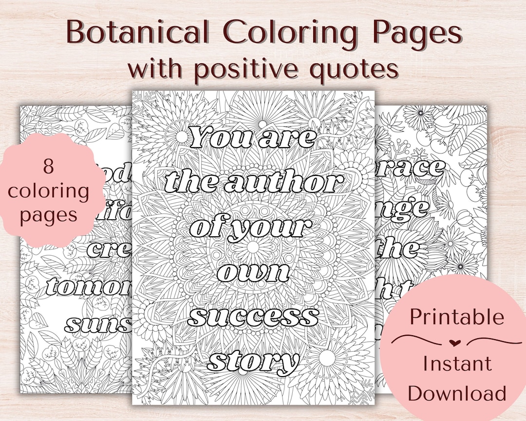 Mental Health Floral Coloring Pages | Printable Affirmations Coloring ...
