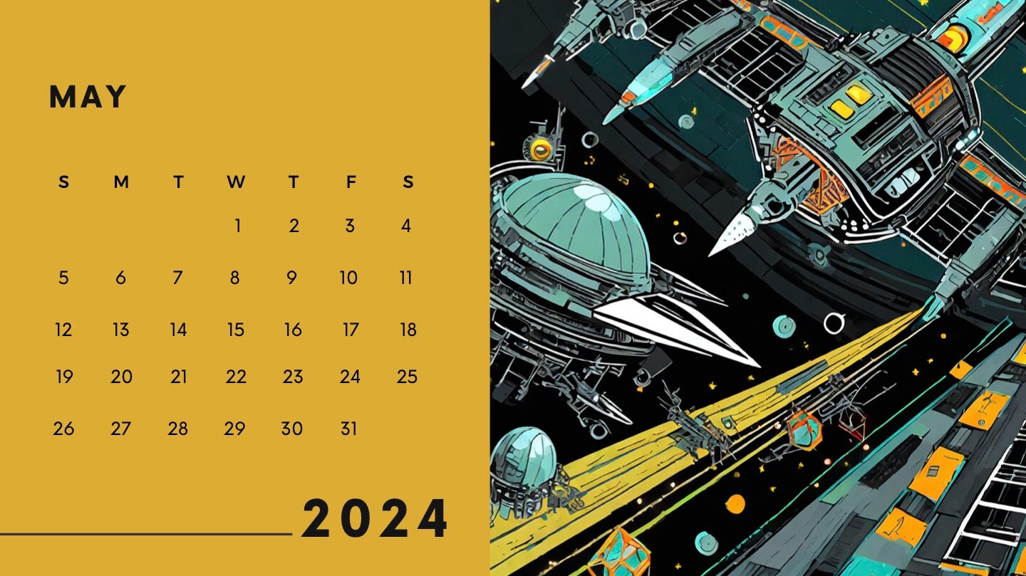 2024 Colorful Spaceship Art Calendar for Digital Download - Etsy