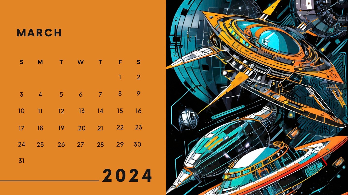 2024 Colorful Spaceship Art Calendar for Digital Download - Etsy