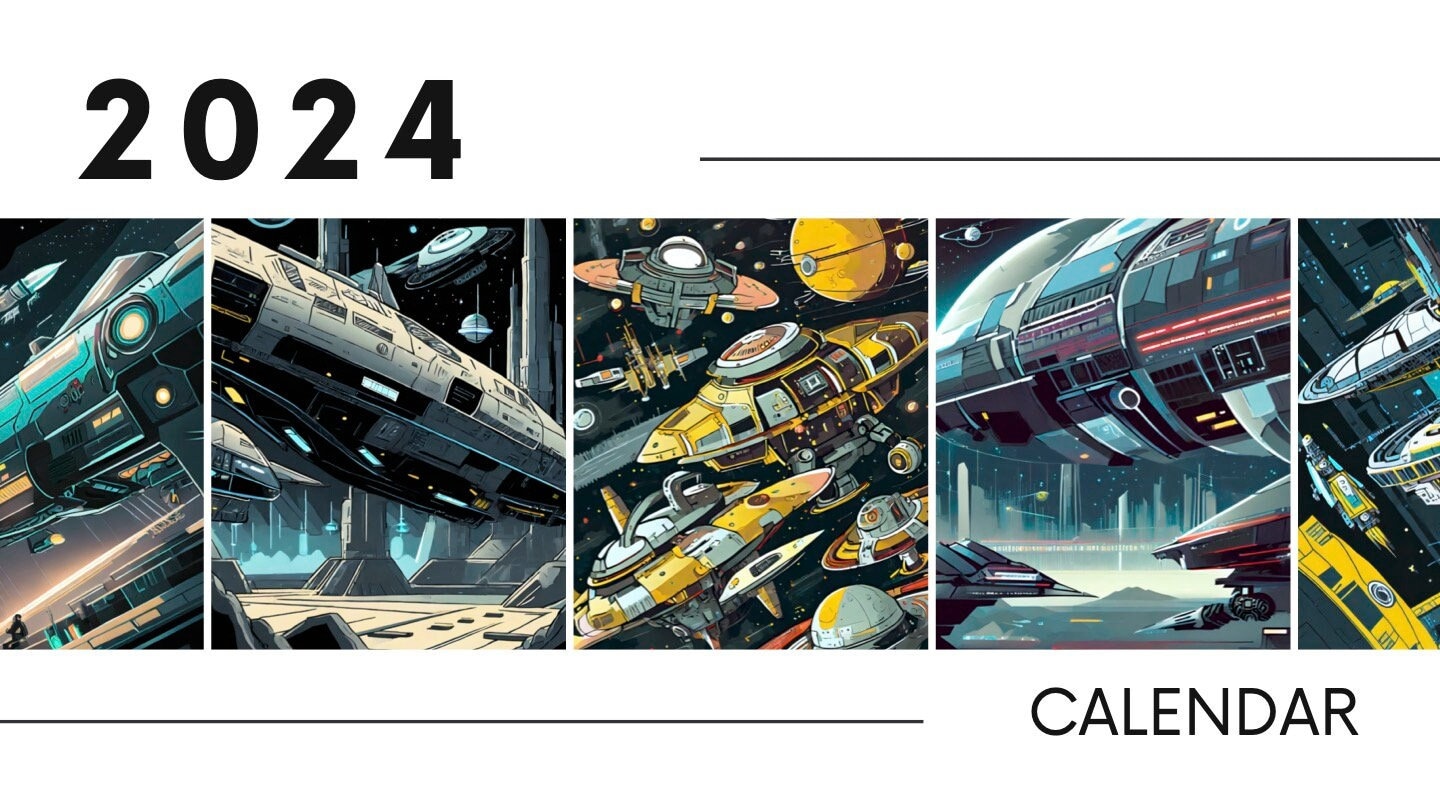 2024 Colorful Spaceship Art Calendar for Digital Download - Etsy