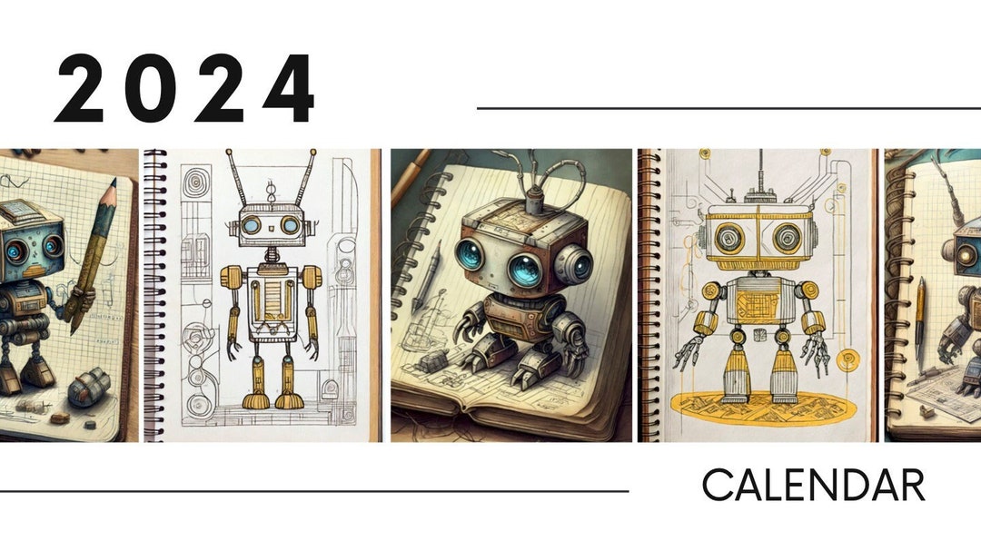 2024 Robot Art Calendar for Digital Download - Etsy