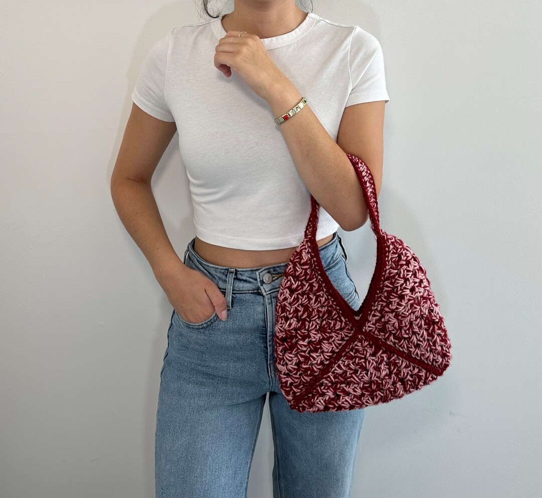 Handmade, Personalized, Triangle Crochet Bag, Crochet Purse, Lined Bag ...