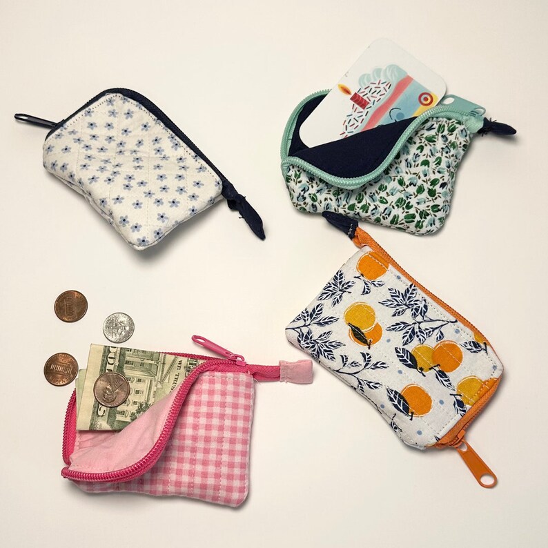 Small Fabric Zipper Pouch, Coin Purse, Small Quilted Wallet - Etsy