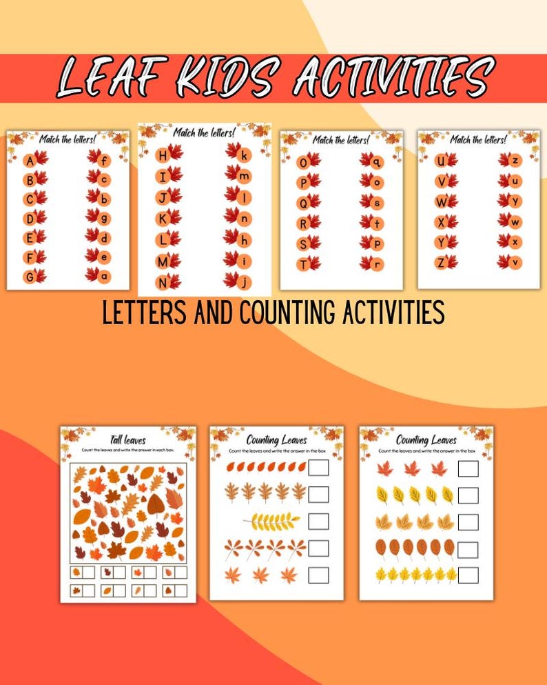 Printable Kids Fall Leaf Activity Pack Educational Fall Worksheets for ...