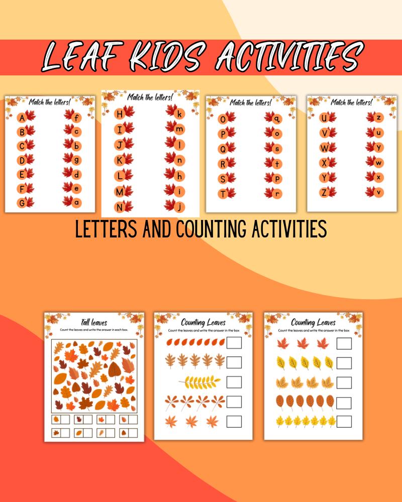 Printable Kids Fall Leaf Activity Pack Educational Fall Worksheets for ...