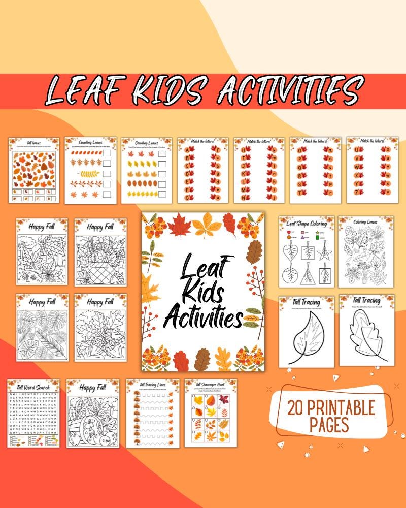 Printable Kids Fall Leaf Activity Pack | Educational Fall Worksheets ...